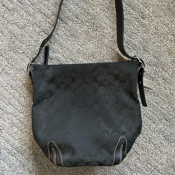 Coach | Bags | Coach Signature Black Jacquard Leather Bucket Soho ...